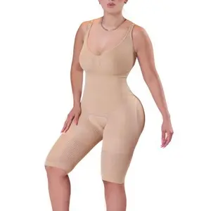 LECHERY® X Yahaira Happy Shapewear No.7 Bodysuit Double Tummy Layer Above Knee - Beige