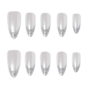 3H NAILS Screenshort Almond Press-on Nails - Silver