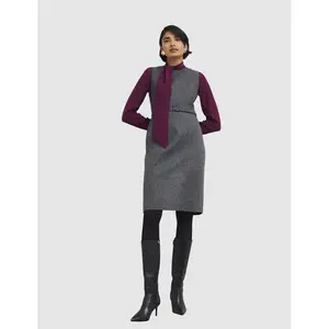 HOBBS LONDON Elsie Wool Blend Belted Shift Dress - Grey