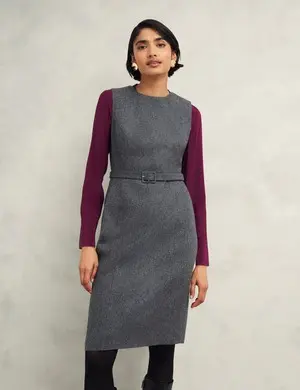 HOBBS LONDON Elsie Wool Blend Belted Shift Dress