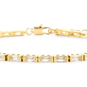 MINT & LILY Dainty Baguette Tennis Bracelet Gold