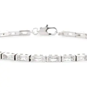 MINT & LILY Dainty Baguette Tennis Bracelet - Silver