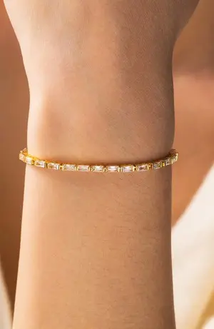 MINT & LILY Dainty Baguette Tennis Bracelet - Silver