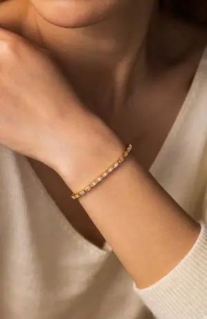 MINT & LILY Dainty Baguette Tennis Bracelet - Silver