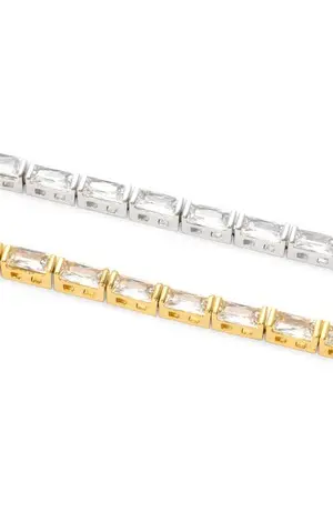 MINT & LILY Dainty Baguette Tennis Bracelet - Silver