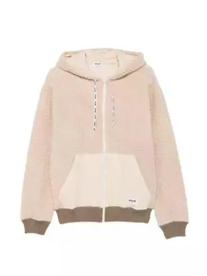 Moschino Fleece-texture Logo-patch Hoodie - Neutrals