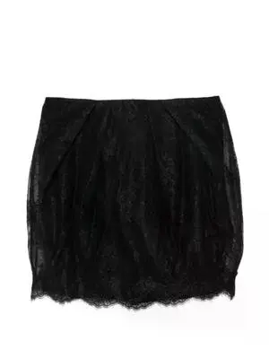 Blumarine Lace-overlay Gathered Mini Skirt - Black