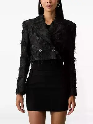 Patrizia Pepe Feather-embellished Jacquard Jacket - Black