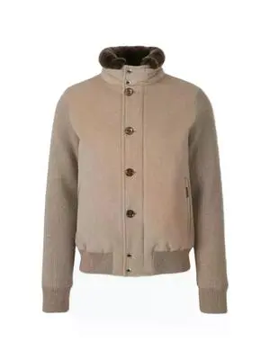 MOORER Levion Ribbed-knit Panelled Jacket - Neutrals