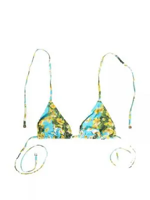 Dolce & Gabbana Floral-print Halterneck Bikini Top - Blue