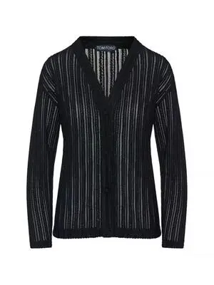 TOM FORD Sheer Velvet With Micro-sequins Relaxed Evening Cardigan - Black