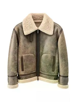 DFOUR Sheepskin Shearling-collar Jacket - Brown