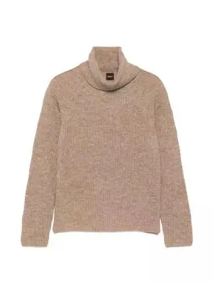 BOSS Ribbed-knit Roll-neck Sweater - Brown
