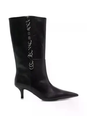 Patrizia Pepe Ring-embellished Pointed-toe Boots - Black