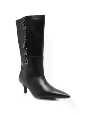 Patrizia Pepe Ring-embellished Pointed-toe Boots