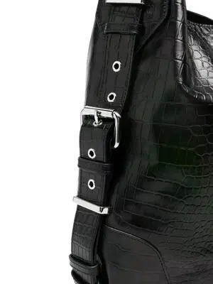 Patrizia Pepe Croc-effect Buckled Shoulder Bag