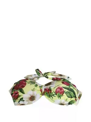 Dolce & Gabbana Floral-print Halterneck Bikini Top - Yellow
