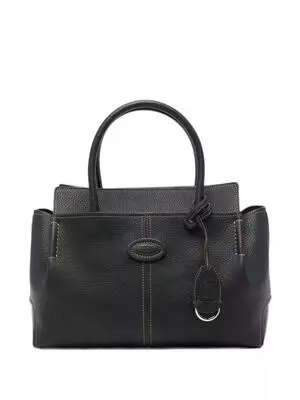 TOD'S Logo-plaque Pebbled Tote Bag - Black