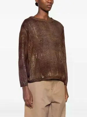 Avant Toi Distressed-effect Crew-neck Sweater