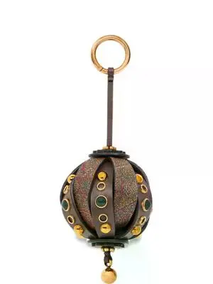 Etro Leather And Arnica Charm With Sphere - Brown