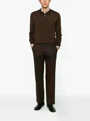 LANVIN Long-sleeve Polo Shirt - Brown