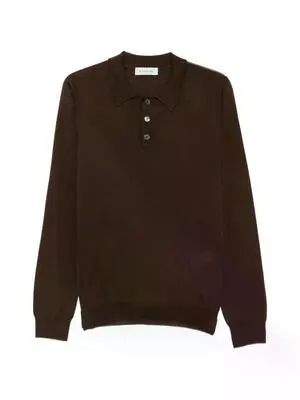 LANVIN Long-sleeve Polo Shirt - Brown