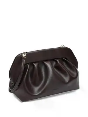 THEMOIRE Medium Bios Ruched Clutch Bag - Brown