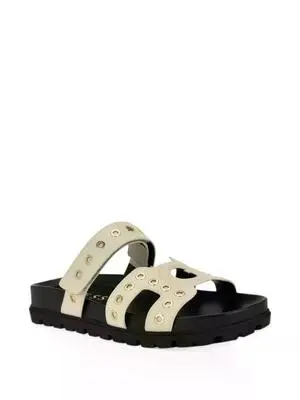 Guess Fashie Slip On Double Strapped Footbed Sandals - Neutrals