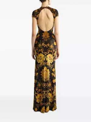 Etro Long Jacquard Dress With Chenille Floral-motif