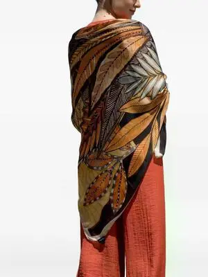 ELIZABETTA Debora Leaf-print Scarf - Brown