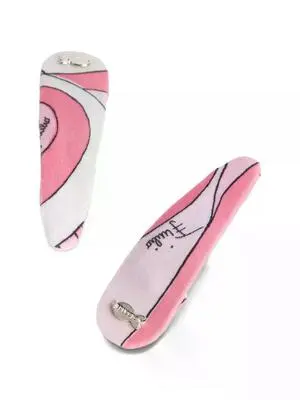 Emilio Pucci Marmo Print Hair Clip Set - Pink