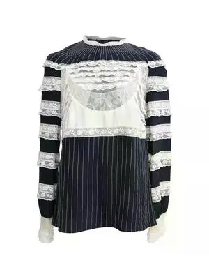Valentino Garavani Striped Lace-trimmed Blouse
