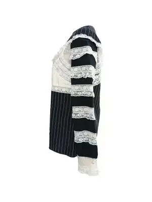 Valentino Garavani Striped Lace-trimmed Blouse