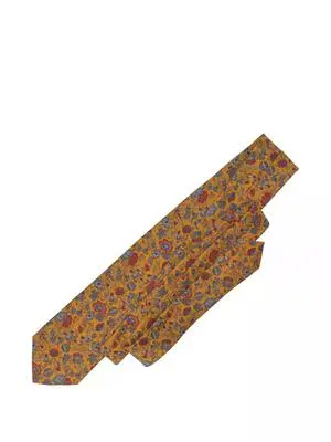 ELIZABETTA Conte Floral-print Silk Tie - Yellow