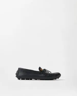 Versace Robin Leather Driving Shoes - Black