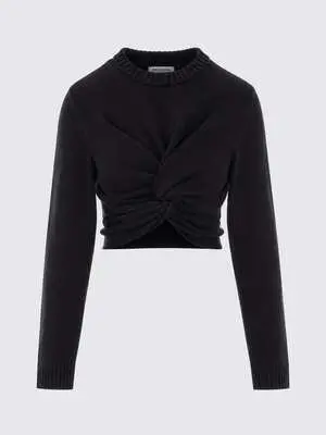 Balenciaga Draped Asymmetrical Wool Crewneck Jumper - Black