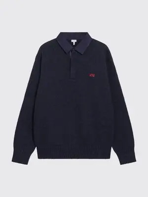 Loewe Long-sleeved Wool Knit Polo With Ribbed Collar And Cuffs