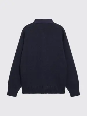 Loewe Long-sleeved Wool Knit Polo With Ribbed Collar And Cuffs