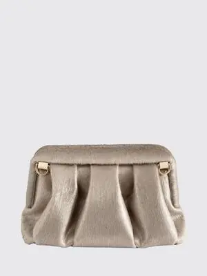 THEMOIRE Themoiré Athena Draped Vegan Lurex Clutch - Beige