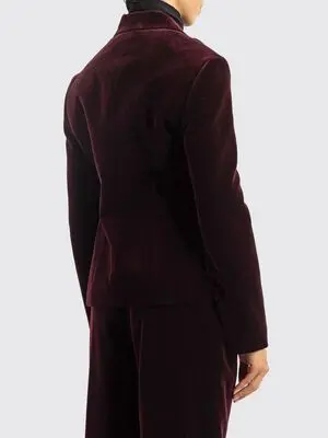 Alaïa Cropped Double-breasted Velvet Blazer With Peak Lapels