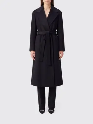 Dolce & Gabbana Long Wool Robe Coat With Belt - Black