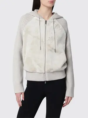 Moose Knuckles Zip-up Hoodie In A Wool Blend With Polyester Panels