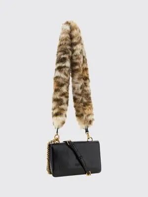 Pinko Mini Love One Crossbody Bag In Faux Fur With Animalier Print