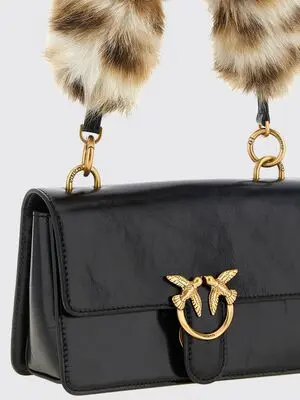 Pinko Mini Love One Crossbody Bag In Faux Fur With Animalier Print