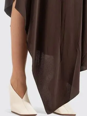 Alaïa Sleeveless Asymmetrical Midi Dress In Viscose With A U-neckline