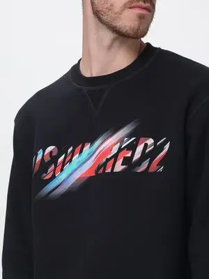 Dsquared2 Crew Neck Cotton Sweatshirt With Front Contrast Logo Print