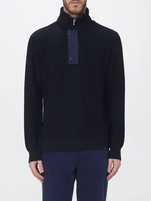Paul & Shark Long-sleeved Wool Turtleneck Jumper With Buttons And Ribbed Trims - Blue
