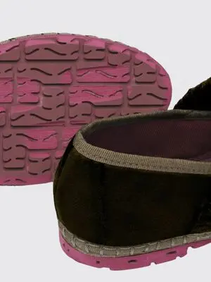 FLABELUS Mafalda Mary Jane Velvet Ballet Flats With Elasticated Inserts - Brown