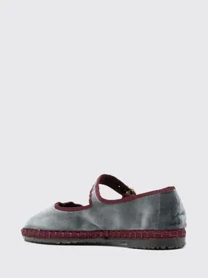 FLABELUS Georgina Bicolour Velvet Mary Jane Ballet Flats With Strap