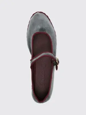 FLABELUS Georgina Bicolour Velvet Mary Jane Ballet Flats With Strap
